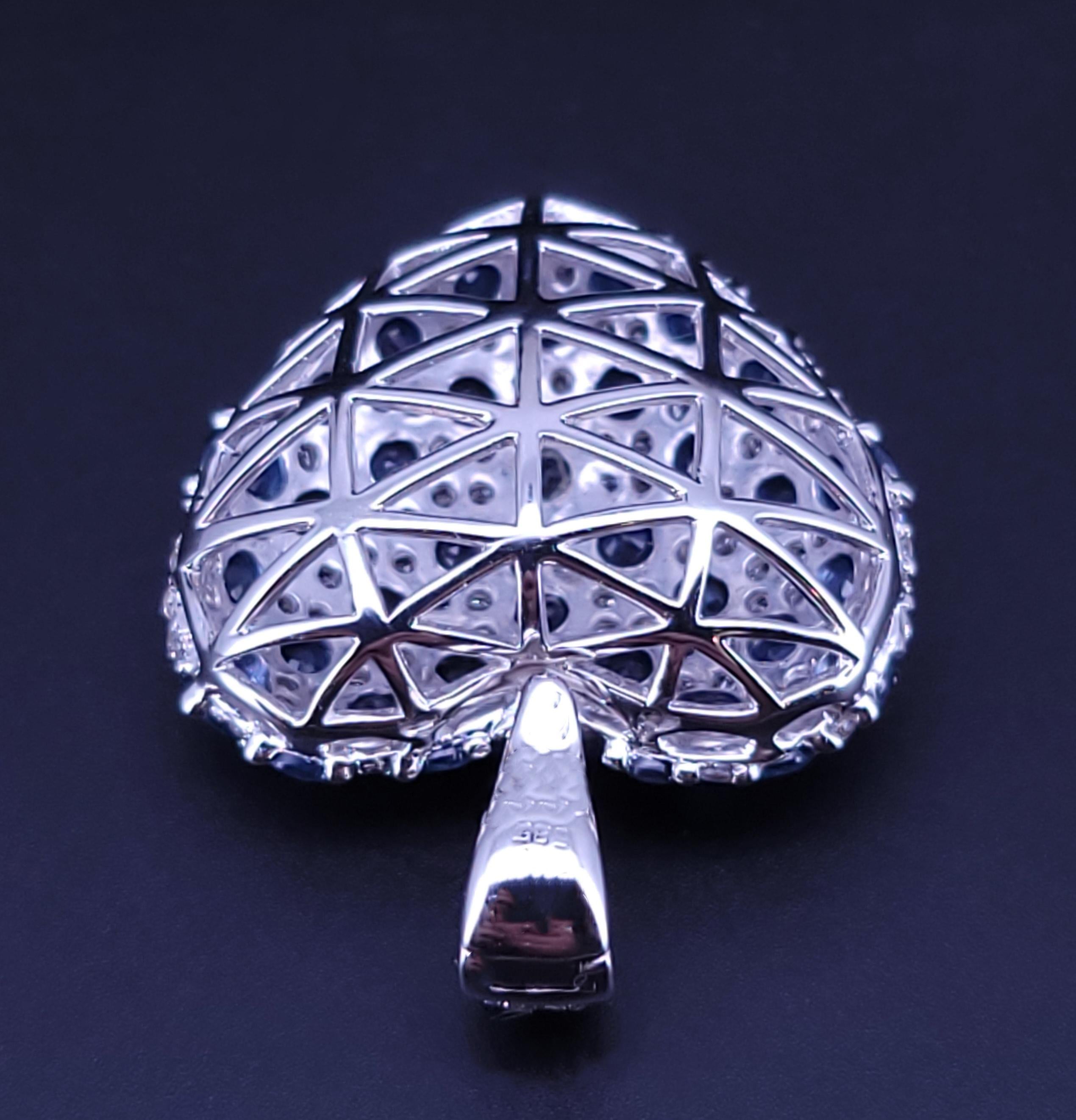 Blue Sapphire and Diamond Heart Pendant in 14K White Gold – Crown Jewelers