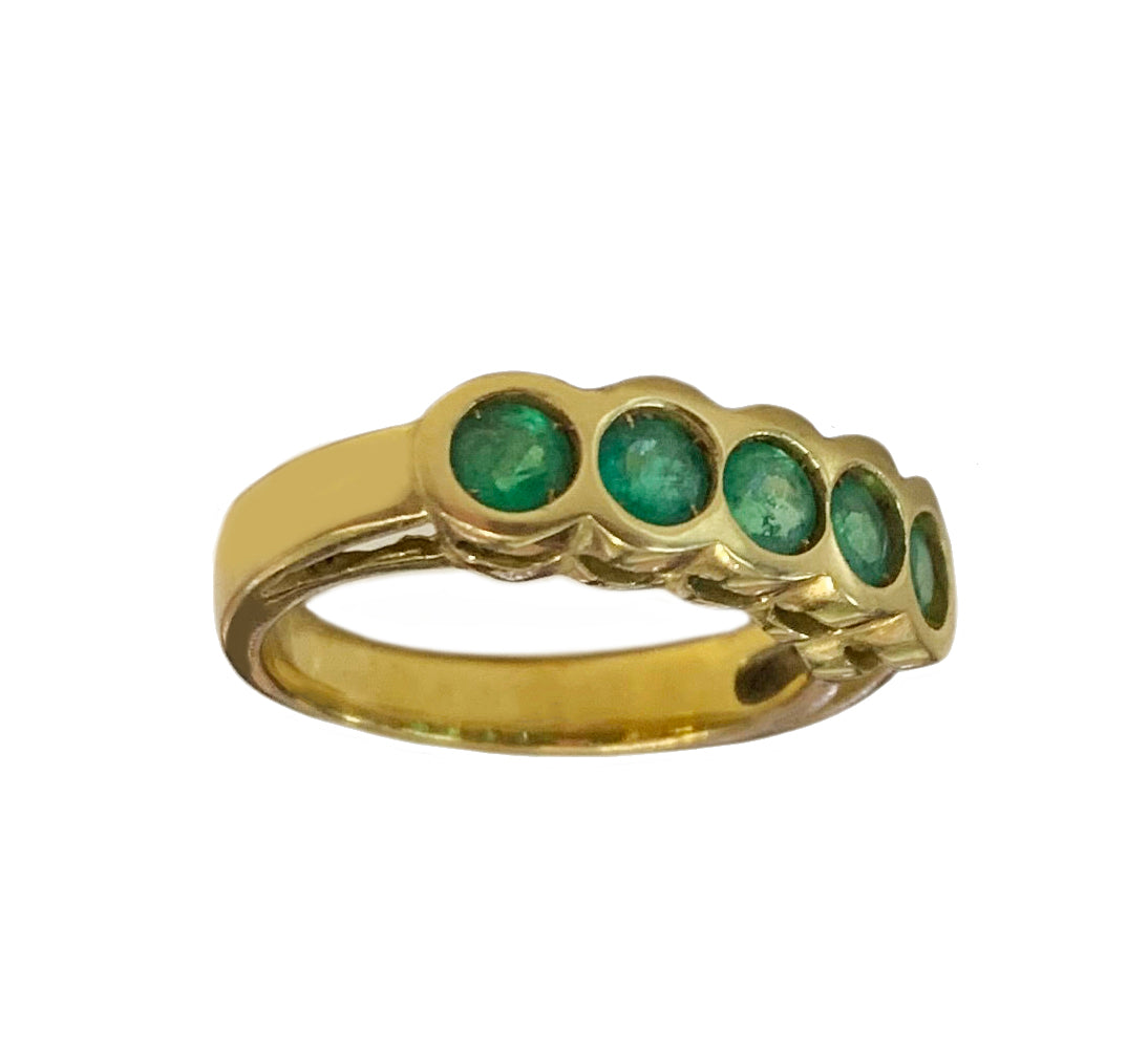5 Stone Columbian Emerald Ring In Yellow Gold – Crown Jewelers